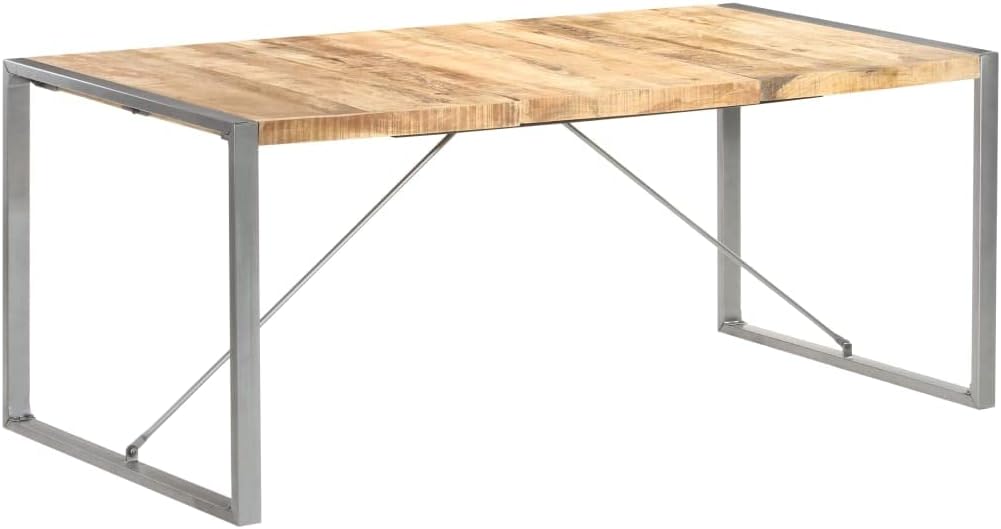Amazon.com - SKTQYQO Rustic Industrial Solid Mango Wood Dining Table ...