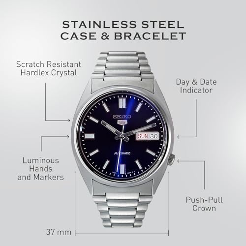 Seiko Men's SNXS77 Seiko 5 Automatic Blue Dial Stainless-Steel Bracelet ...