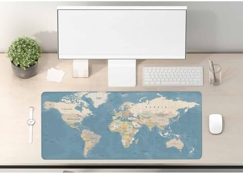 HGWALP Large Gaming Mouse Pad Black World Map Mouse Pad with Anti-Slip ...
