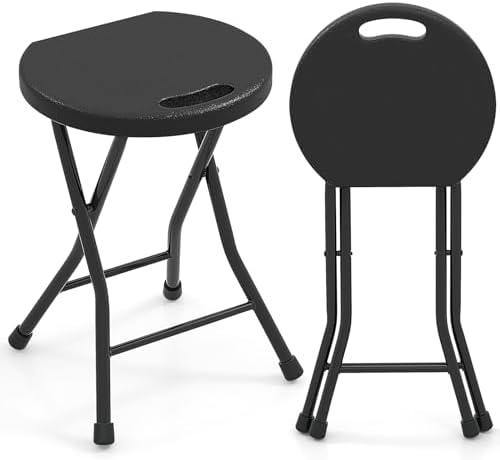 Amazon.com: COSTWAY Portable Folding Stools Set of 2, 18-inch Round ...