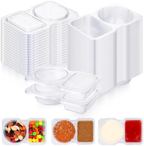 Amazon.com | 50 Pack Double Compartment Condiment Containers with Lids ...