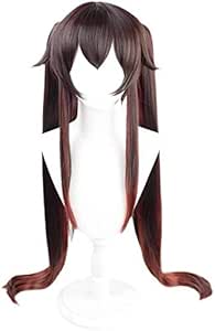 Hutao Genshin Impact Hu Tao Cosplay Wig with Bangs Detachable Ponytails ...