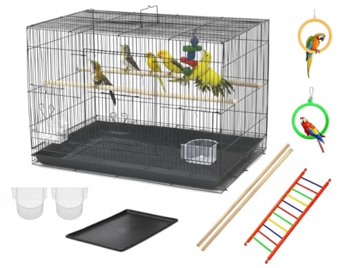 VAYINATO Iron 2 Feet (24 Inch) Black Color Birds Cage For Budgies ...