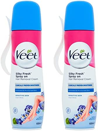 Veet Spray-on Hair Removal Cream, Legs & Body, Sensitive Skin, 150ml ...