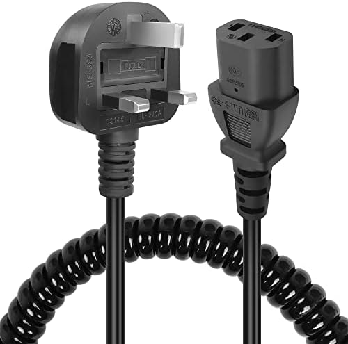 GELRHONR Kettle Lead Power Coiled Cable,90 Degree 3 Pin Power Lead ...
