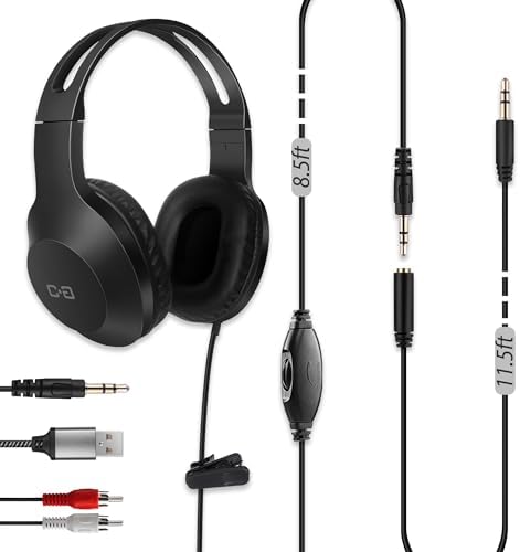 Amazon.com: C G CHANGEEK Extra Long Cord Headphones for TV & PC with ...