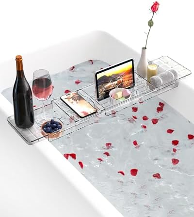 Bath Caddy Tray, Bath Trays for Across The Bath, Expandable Bath Shelf ...