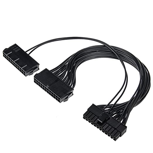 ULTRABYTES Dual PSU Power Supply 24 Pin Extension Cable for ATX ...