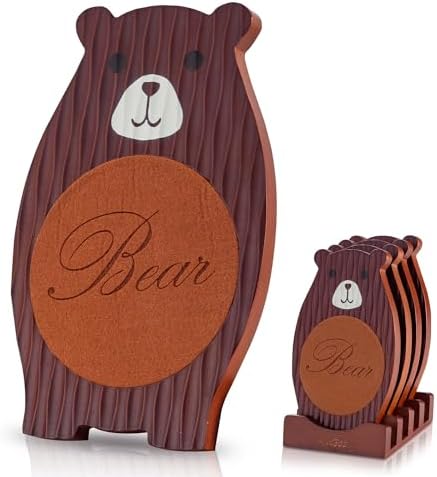 Amazon.com: Handmade Bear Coasters by Multiple Wood Inlays - Wood ...