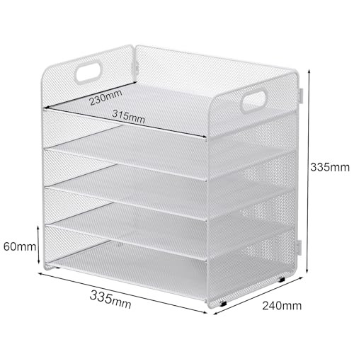 EasyPAG 5 Tier Desktop A4 Mesh Filing Tray Office Desk Tidy File Holder ...