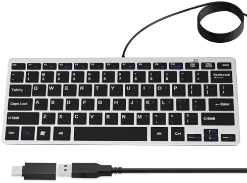 Ultra-Slim 78keys USB Mini Wired Keyboard with Media Hotkeys for Apple ...
