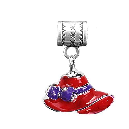 Amazon.com: "Red Hat charm" in red and purple enamel by Mossy Cabin for ...