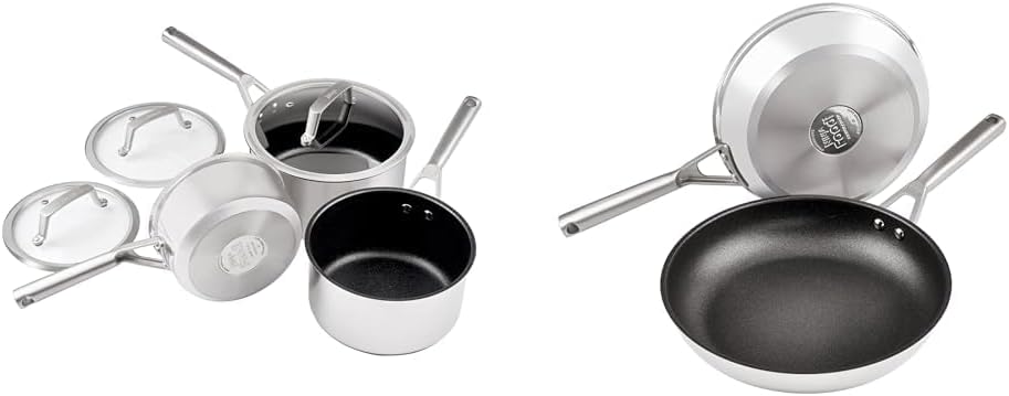 Ninja ZEROSTICK Stainless Steel Cookware 3-Piece Saucepan Set ...