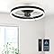 SAMPHON 15.7 Inch Ceiling Fan with Light, Black Bedroom Ceiling Fan ...