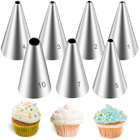 Amazon.com: Dimeho 7 Pcs Round Hole Piping Tips Set Stainless Steel ...