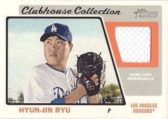 Amazon.com: 2015 Topps Heritage Clubhouse Collection Relics #CCR-HJR Hyun-Jin Ryu Game Worn ...
