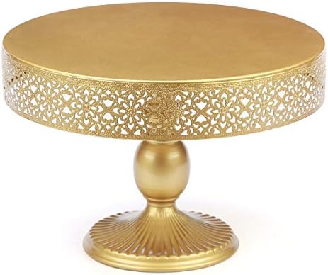 Amazon.com: weharnar Gold Cake Stands 12 Inch, Round Metal Wooden Cake ...