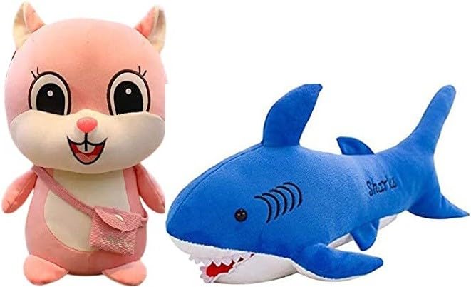 Buy New Pink Imported Squirrel and Blue Shark Soft Toys Combo for Kids ...