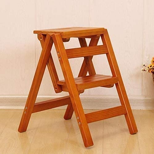 2 Step Folding Wooden Step Stool,Portable Step Stool Ladder Seat ...