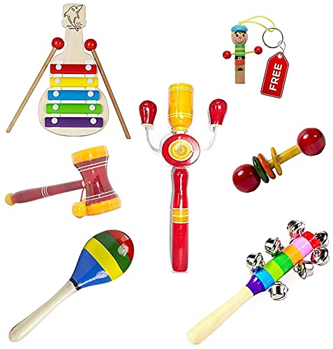 Buy Simple Days Baby Rattle Wooden Musical Toys - Set of 6 - Multi ...