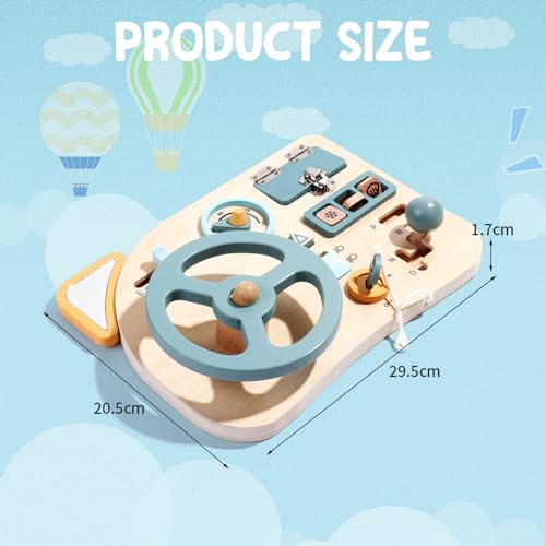 Montessori Busy Board Toy for Toddlers,Wooden Car Steering Wheel Busy ...