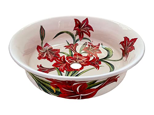 Amazon.com: Bathroom Floral Wash Basin, Bathroom Ceramic Vessel Sink ...