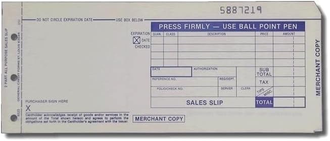 Amazon.com : 2-Part Long Credit Card Sales Slips (Pack of 100) : Office ...