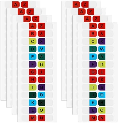 COMNICO 8 Sheets A-Z Colorful Letter Index Tabs Sticky Alphabet Tabs ...