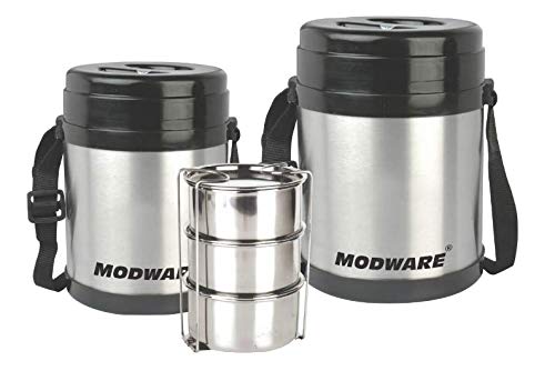 Buy Modware Tiffin Box Set Stainless Steel Container, 690ml, Silver ...