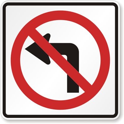 No Left Turn (graphic only), Diamond Grade Reflective Sign, 80 mil ...