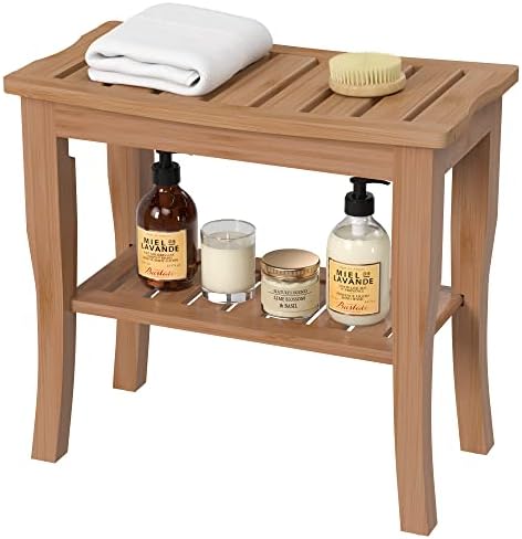 Amazon.com: HomElixir Bamboo Shower Stool Bench Corner Design with ...
