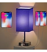 COZOO 3 Way Dimmable Touch Bedside Table Lamp with 3 USB Charging Ports ...
