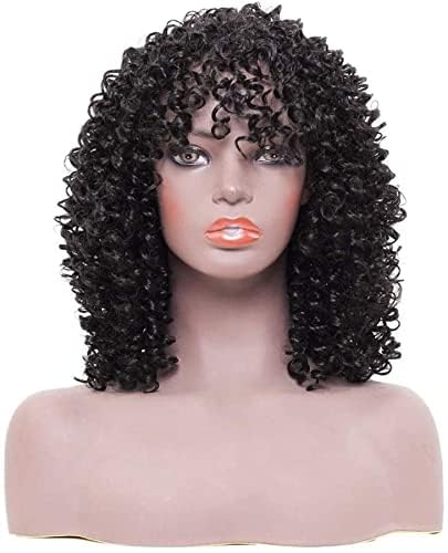 Amazon.com : aquti Wigs Small Curls high Temperature Wire Rose net Wig ...