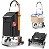 VOUNOT® Folding Shopping Trolley on 6 Wheels, Aluminium Lightweight Shopping Cart with Insulated ...