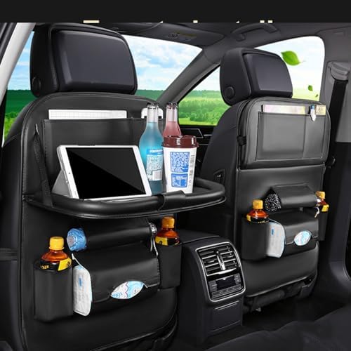 Amazon.com: 2 Pack backseat car organizer with Foldable Table Tray, PU ...