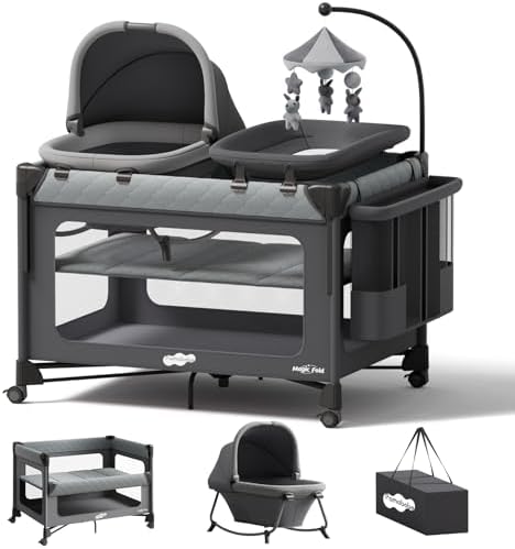 Amazon.com : Pamo Babe Pack and Play with Bassinet - 7 in 1 One-Step ...