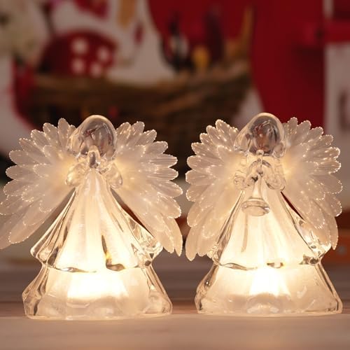 Amazon.com: LEYUPEAK 2-Pack Light-Up Angel Figurines with Fiber Optic ...