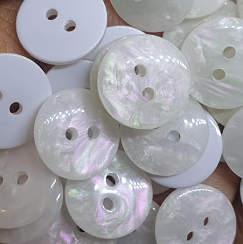 MajorCrafts® 40pcs 18mm Cream White Pearlescent Galaxy Effect 2 holes ...