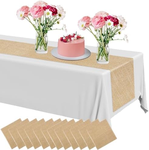 Amazon.com: 12 Pack Natural Burlap Table Runners,12 x 72 Inch Rustic ...