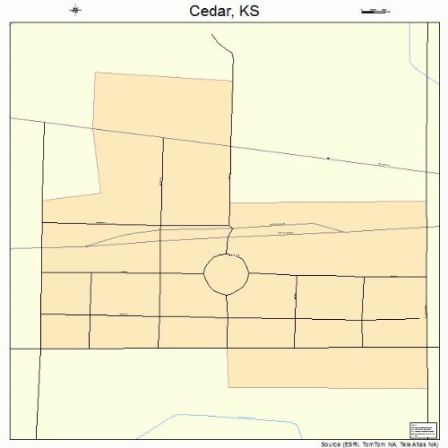 Large Street & Road Map of Cedar, Kansas KS - Printed poster size wall ...