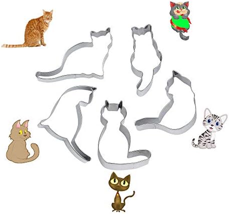 Amazon.com: WIN 5pcs Cute Cat Shape Cookie Cutter Stainless Steel ...