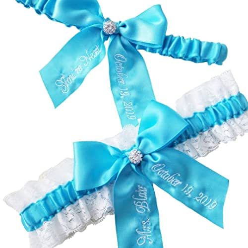 Amazon.com: Turquoise Bridal Garter Something Blue Garter You're Next ...