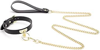 Amazon.com: BDSM SM Collar with Leash, Adjustable Leather Fetish Neck ...