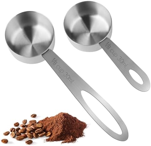 Amazon.com: 2 PCS 1/8 Cup Measuring Cup, 30ML Scoop, Stainless Steel Coffee Scoop Measuring ...