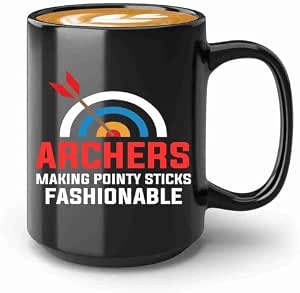 Amazon.com: Archery Coffee Mug 15oz Black -Archers making pointy ...