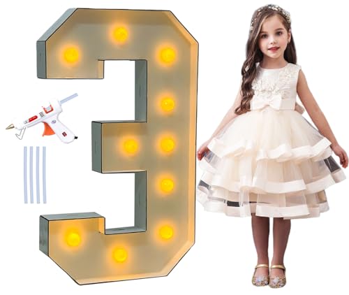 Snapklik.com : LANGXUN 40inch White Large Led Light Up Number 3 For 3rd ...