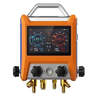 Pressure Gauge Intelligent 4 Valves Digital Manifold Kit with 5” Smart ...
