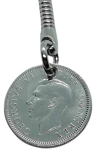 Lucky Sixpence 1948 Genuine English Old Tanner Coin Silver Keyring ...