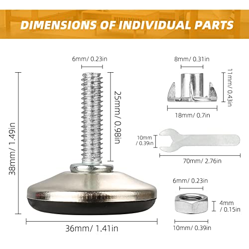 Snapklik.com : HanKun 1/4 UNC Threaded Furniture-Leveler-Adjustable ...