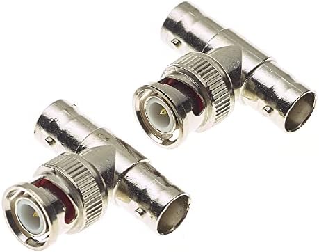 BNC T Adapter - 1 Male to 2 Female Coaxial Cable Extension, 3 Way Splitter, Adapter for Security ...